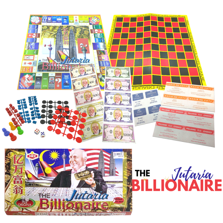 2 in 1 The Billionaire Jutaria Game / Dam Draughts (Original Big Board ...