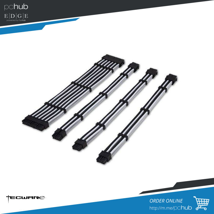 Tecware Flex 30cm MOD Sleeve Cable Extension Pack, black-white, 1x 24P ...