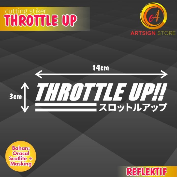 Stiker THROTTLE UP / Sticker THROTTLE UP Putih / Stiker Visor Helm ...