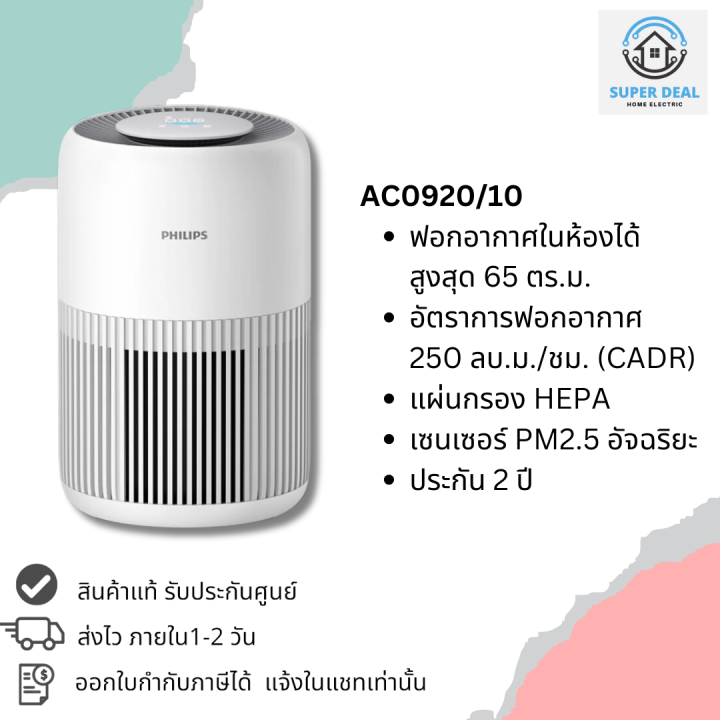 🔥พร้อมส่ง🚚 เครื่องฟอกอากาศ PHILIPS รุ่น AC0920/10 65 sq.m. (Hepa filter ...