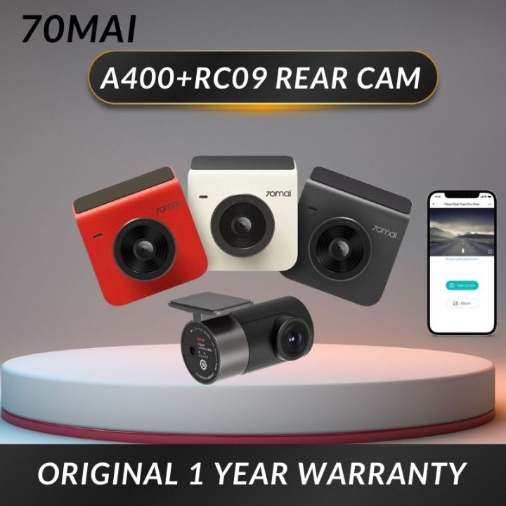 70mai A400 Car Recorder Dash Cam QHD 1440P Rear Cam Night Vision 145 FOV WDR App Control Smart ...