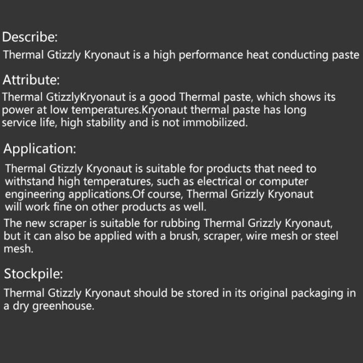 1g Thermal Grizzly Kryonaut Compound Thermal Paste For Gpu And Cpu ...