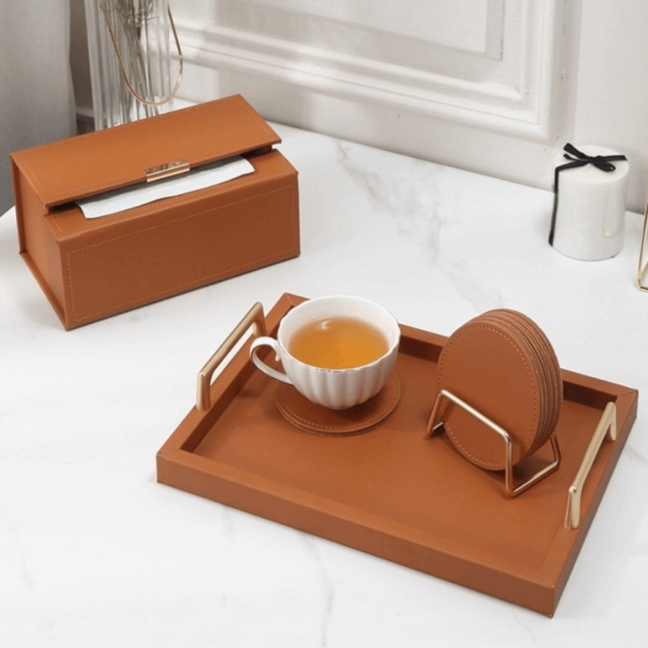 VITANG Chống thấm nước Tấm lót ly bằng da PU và nút chai Bộ giá đỡ Bảo ...