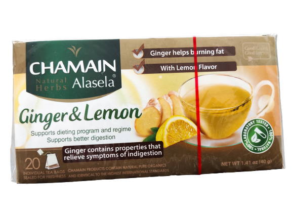 Herbal Tea (GINGER & LEMON) CHAMAIN Green Tea imported from Syria (20 ...