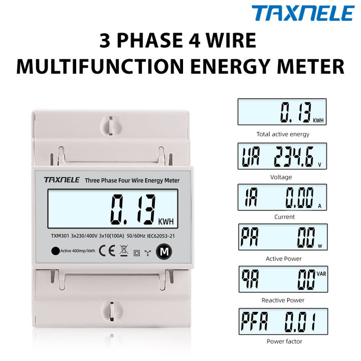 3 Phase 4 Wire Wattmeter Power Bidirectional Energy Meter Multifunction ...