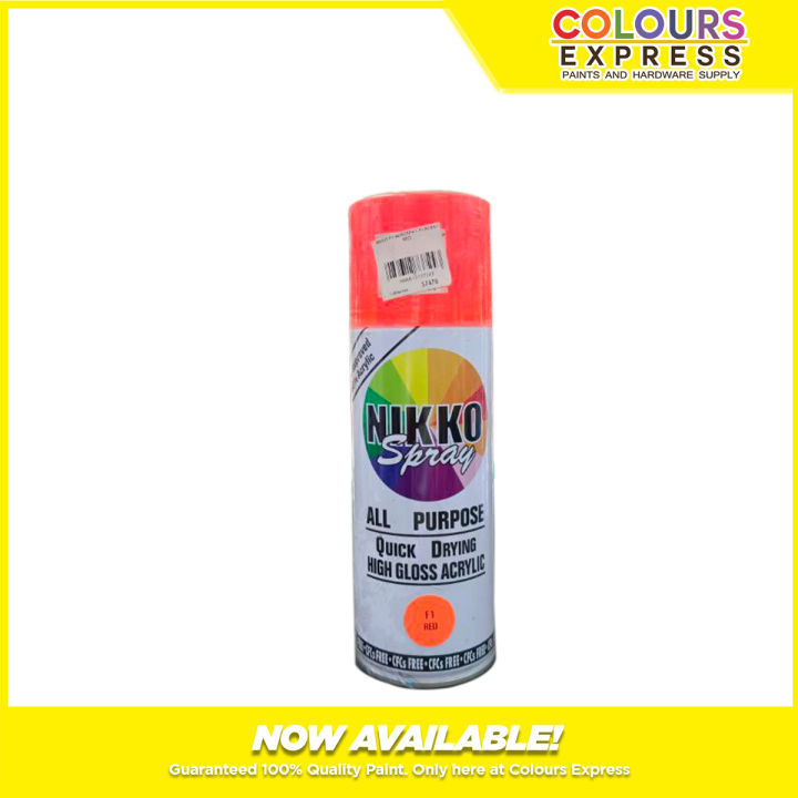 Nikko Spray Paint High Gloss F1 Fluorescent Red All Purpose Quick ...