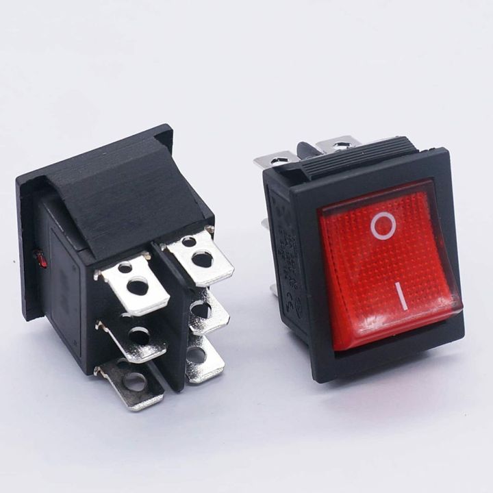 Toolstar Round Rocker Toggle Switch DPDT ON ON with Red Neon Lamp 16A ...
