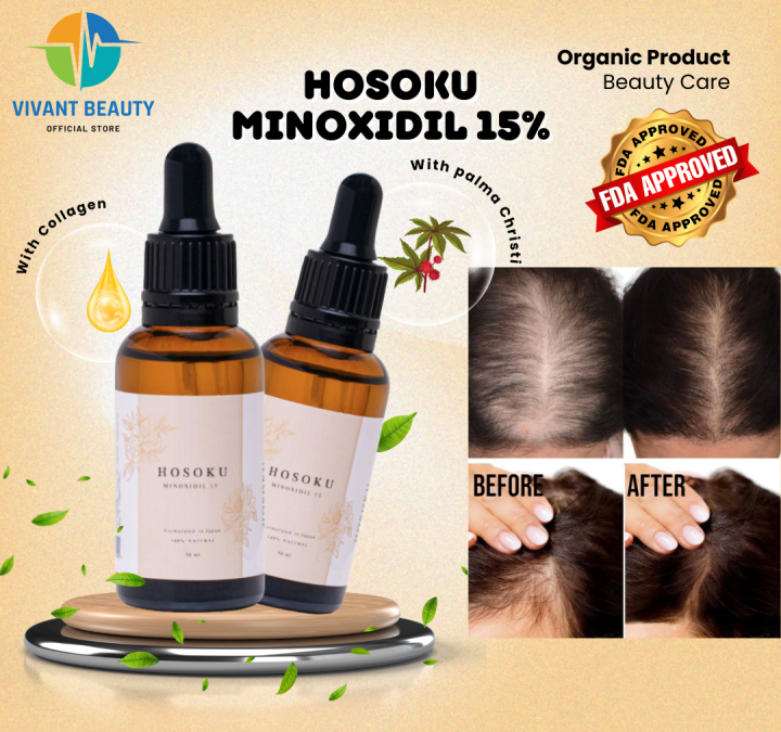HOSOKU MINOXIDIL 15% ORIGINAL Hair Growth With Collagen And Castor Oil ...