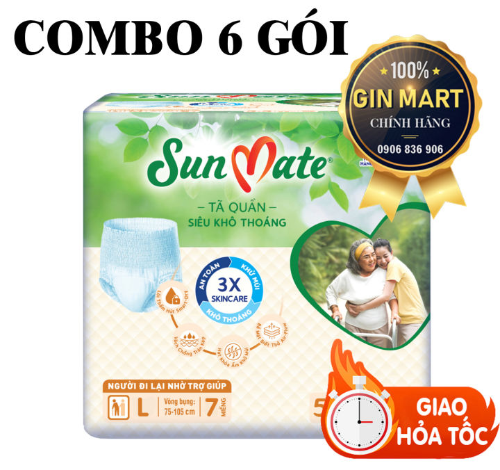 COMBO 6 GÓI TÃ QUẦN NGƯỜI LỚN SUNMATE M9/L8/XL7/M8/L7 | Lazada.vn