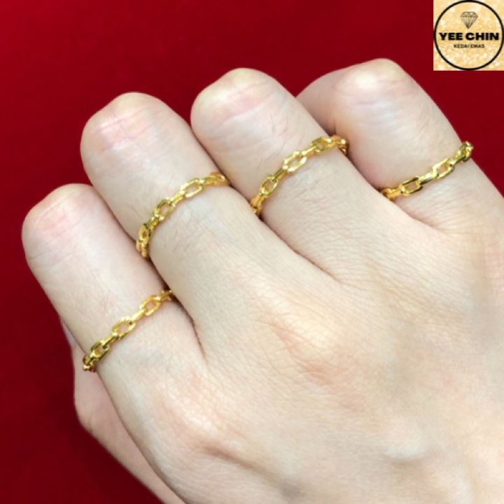 Yee Chin Emas 916 Cincin Sauh Padat Tebal / Ring Gold 916 | Lazada