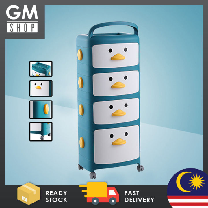 GMshop 4 Layer Cartoon Drawer Storage Cabinet Household Baby Toys ...