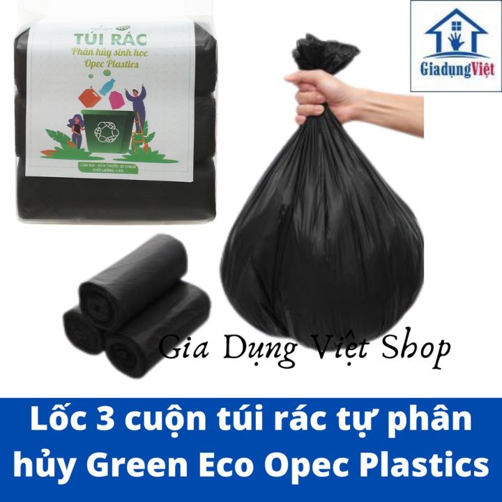 Túi 3 Cuộn (1 Kg) Túi Rác Tự Hủy Sinh Học Green Eco Opec Plastics Cao ...