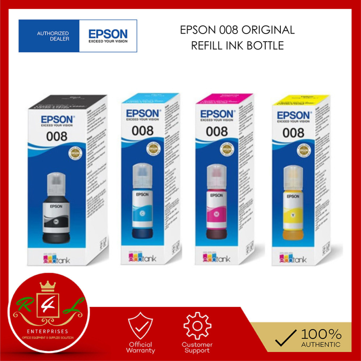 Epson 008 Pigment Ink Genuine Black, Magenta, Yellow, Cyan | Lazada PH