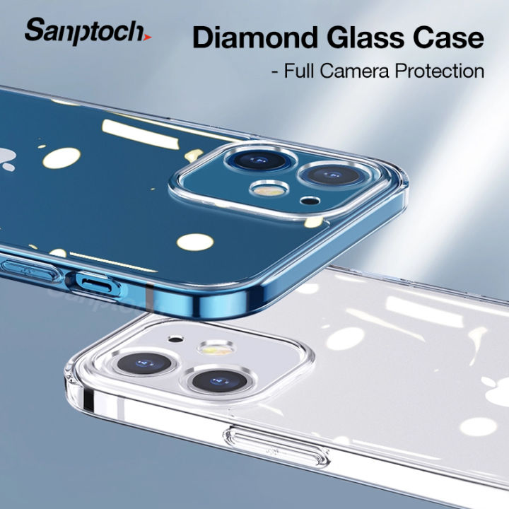 Sanptoch Diamond Glass Phone Case For iPhone 11 / 12 / 13 / 14 / 15 ...