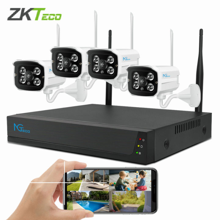 ZKTeco V400 ชุดกล้องวงจรปิดไร้สาย IP Camera NVR KIT 4*1080p กล้องวงจร ...