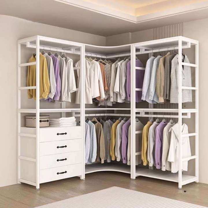 Wardrobe Home Bedroom Open Walk-in Closet With Drawer Hanger Floor ...