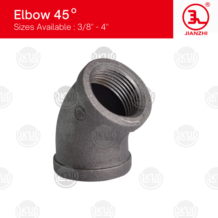 JIANZHI Brand BI/GI Threaded Elbow 45° 1" Screw Type Black Iron ...