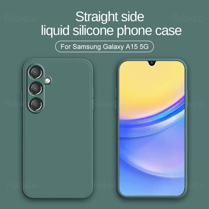 For Samsung Galaxy A15 5G Case Square Liquid Silicone Soft Matte Camera Protection Cover For ...