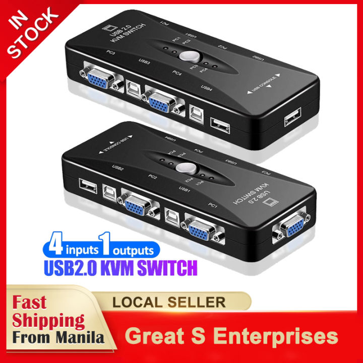 USB HDMI KVM Switcher 4 Ports in 1 Out 4K 1080P VGA Splitter Box for ...