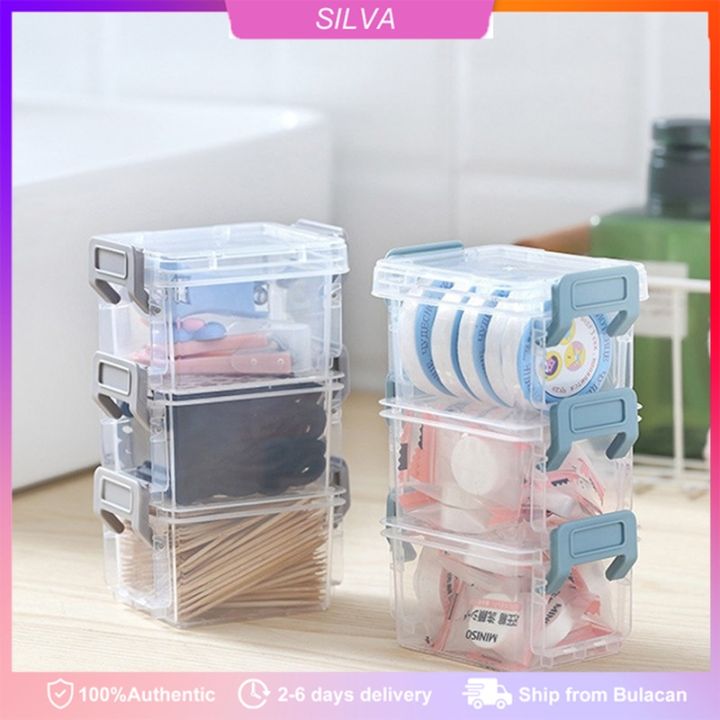 3-in-1 Cute Mini Stackable Storage Box Transparent Plastic Coveient To ...