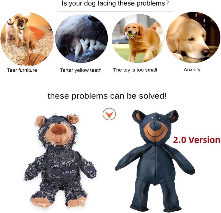 Indestructible Unbreaka Bear Dog Unbreakable Teddy Bear 2.0 Dog Toy ...