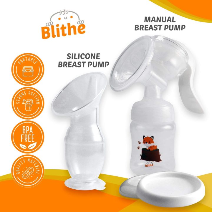 Blithe manual breastfeeding pump silicone breastpump breast nursing ...