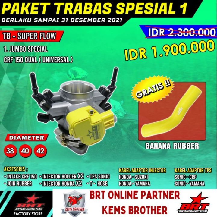 TB BRT THROTTLRBODY CRF150 UNIVERSAL JUMBO SPESIAL DOUBLE INJEKTOR 38MM ...