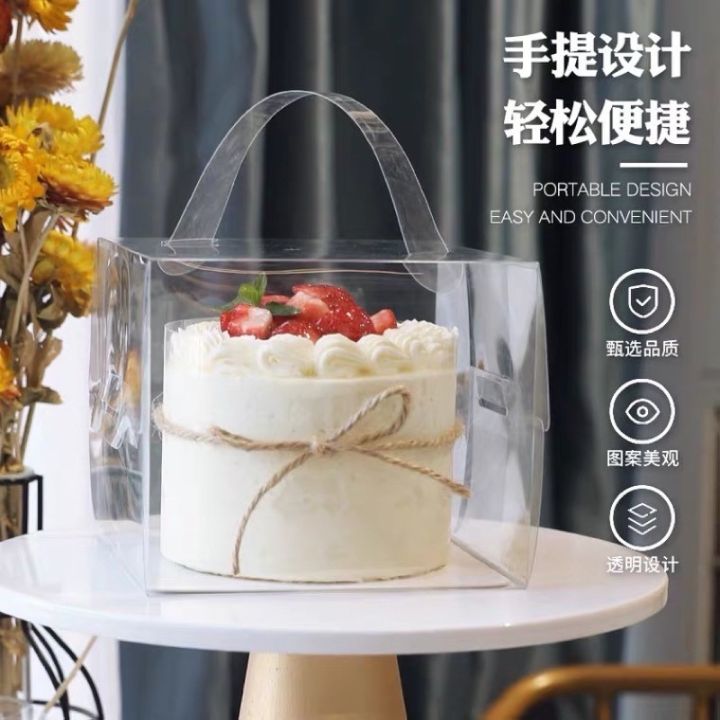 Transparent Cake Box With Handle Kek Box | Lazada