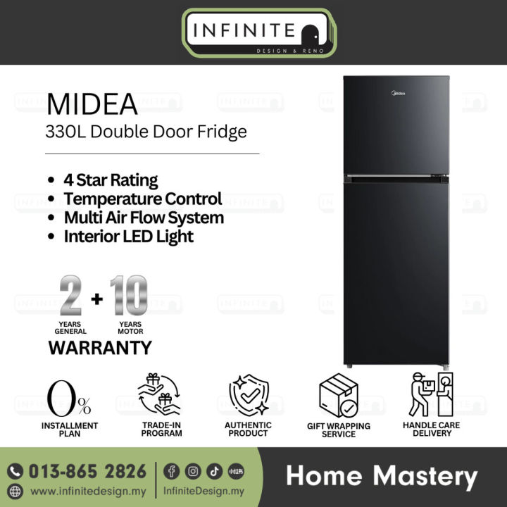 Midea MDRT384MTB30 330L 2 Doors Refrigerator / Fridge / Peti Sejuk | Lazada