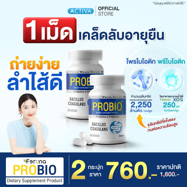 Feruna Probio+ อาหารเสริมโพรไบโอติก และพรีไบโอติก จุลินทรีย์ที่มีประโยชน์ต่อร่างกาย ฟื้นฟูลำไส้ ...
