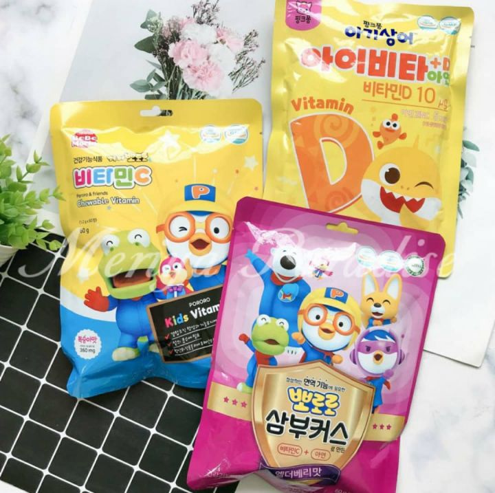 PORORO/ Pinkfong Baby Shark Vita C/ Vita D + Zinc Kid Candy 40pcs 宝露露 ...