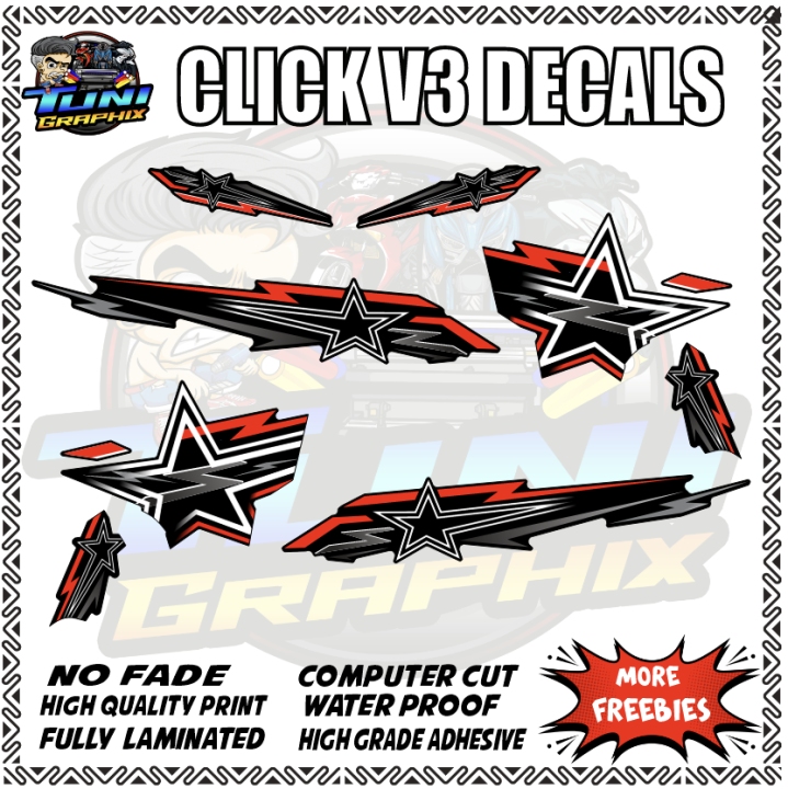 HONDA CLICK 125i V3 / V4 Simple Star New Decals with freebies | Lazada PH