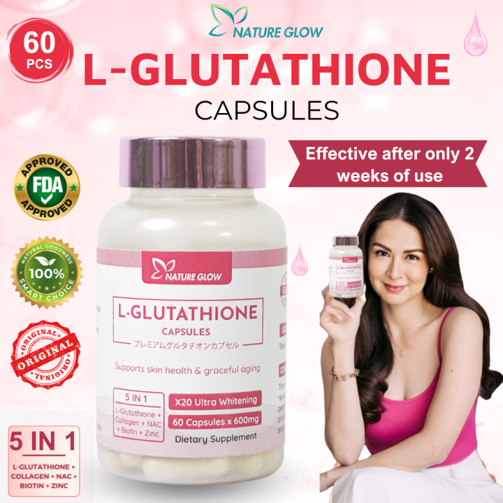 Nature Glow L-Glutathione Capsules Collagen Original 5 In 1 Anti Aging ...