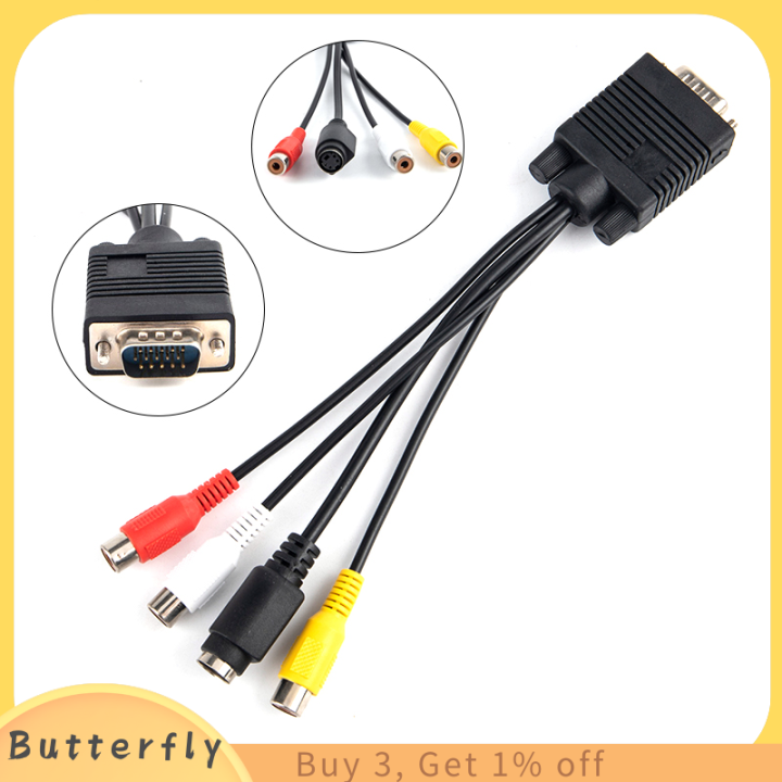 Butterfly 3RCA Converter Cable New VGA to Video TV Out S-Video AV ...