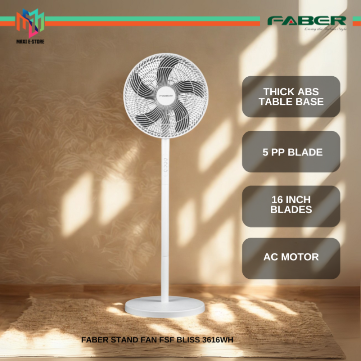 Faber FSF BLISS 3616WH Stand Fan 3 Speed Control 16 Inch Blades ...
