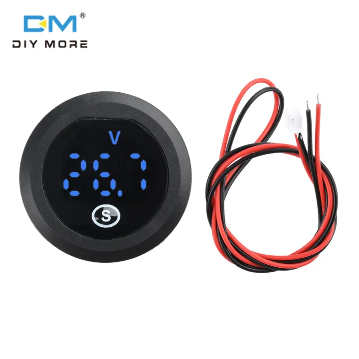diymore DC 12-60V Battery Meter Round 2-wire Multifunction LED Digital ...