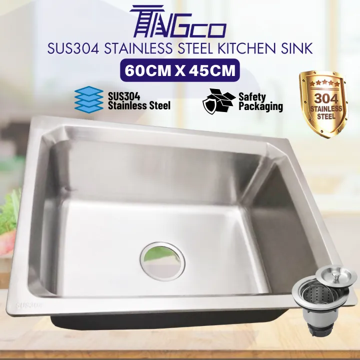 [ SUS 304 PREMIUM ] Stainless Steel Single Bowl Kitchen Sink ( Size ...
