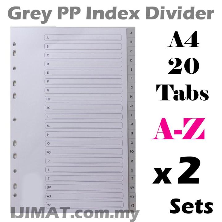 2 Sets Grey PP Index Divider / Gray Plastic Index Separator 20tabs / A ...