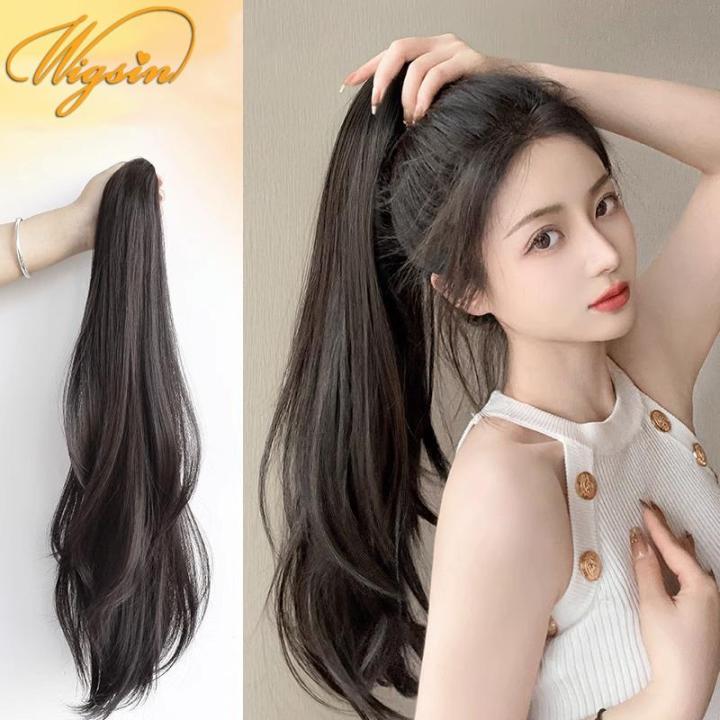 55cm Synthetic Long Micro Curled Claw Ponytail Hair Extension Natural ...