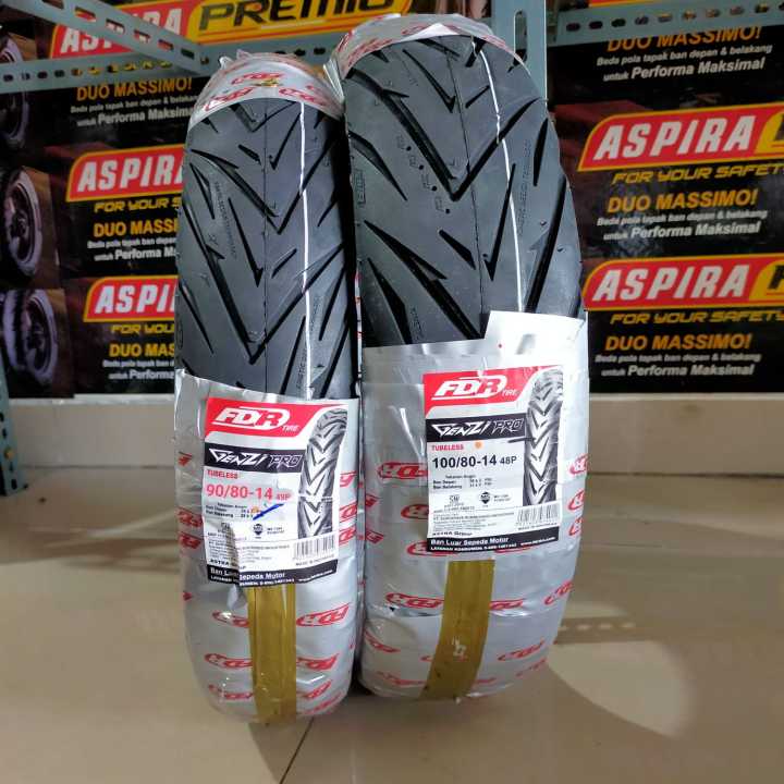 Sepasang FDR GENZI PRO 90/80-14 Dan 100/80-14 Ban Motor Ring 14 ...