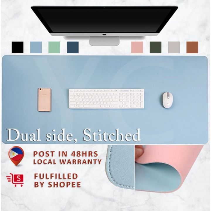80*40 Double Sided Oversized Leather Seam Edge Computer Desk Pad Mouse ...