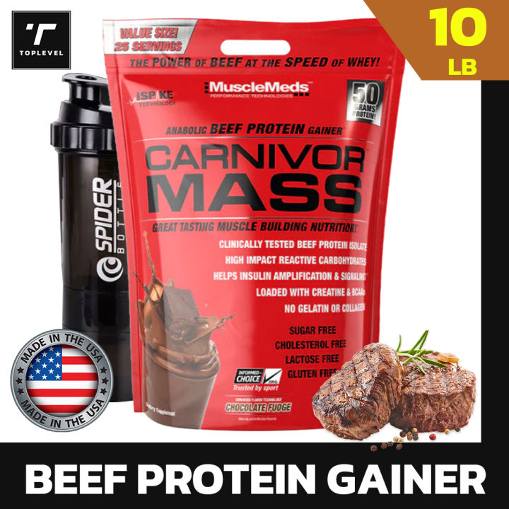 MuscleMeds Carnivor Mass Anabolic Beef Protein Gainer - 10 Lbs ...