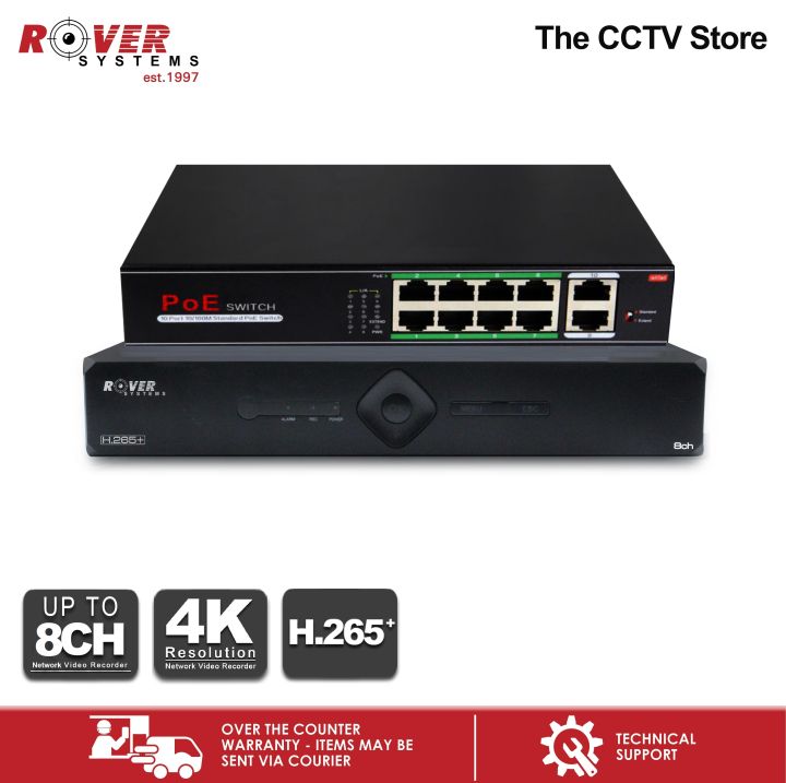 Rover Systems 8Ch Up to 4K NVR-VR CCTV Network Video Recorder with ...