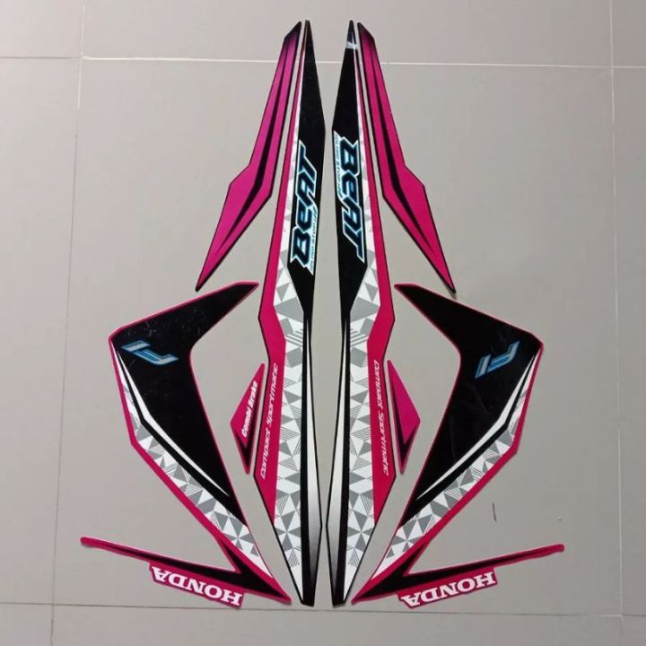 Stiker Striping Motor Beat Iss 2017 Hitam Magenta Sticker Lis Body ...
