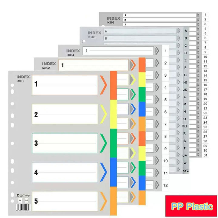 Colorful A4 File Separators Archivador A4 Binder Spacers PP Plastic ...