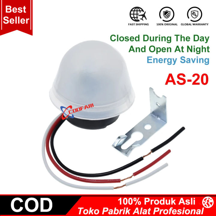 Photocell 10A 220V AS-20 Sensor Otomatis Cahaya Photo Cell fotosel AS ...