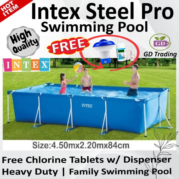 [GD] Intex Steel Pro Metal Frame 4.5M with FREE Pool Cleaning Chlorine ...