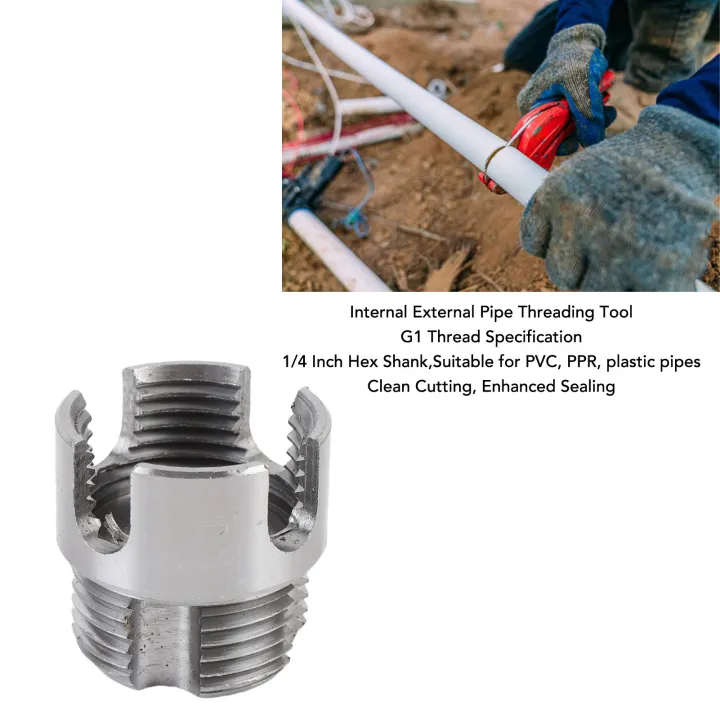 POCREATION 2 Sets Pipe Thread Cutting Tool with 1/4 Inch Hex Shank PVC ...