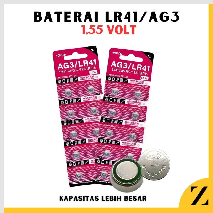Battery Baterai Batrai Senter Laser Kancing Batre LR41 LR 44 AG3 AG 3 1.55V 1,55 Volt Jam ...