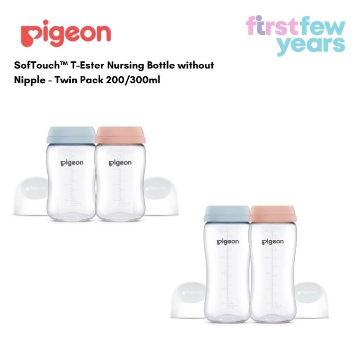 Pigeon SofTouch™ T-Ester Nursing Bottle without Nipple - Twin Pack 200ML/300ML | Lazada Singapore